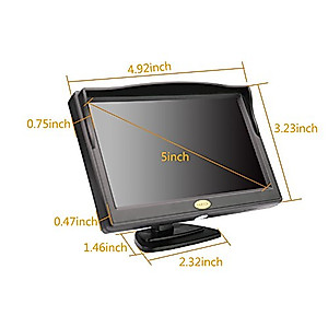 Backup Camera Monitor,RAAYOO S5-001 5 inch High Definition TFT LCD Monitor Display Screen for Car Rear View Camera with 2 Optional Bracket,2 Way Video Input,12V/24V(5 inch-01)