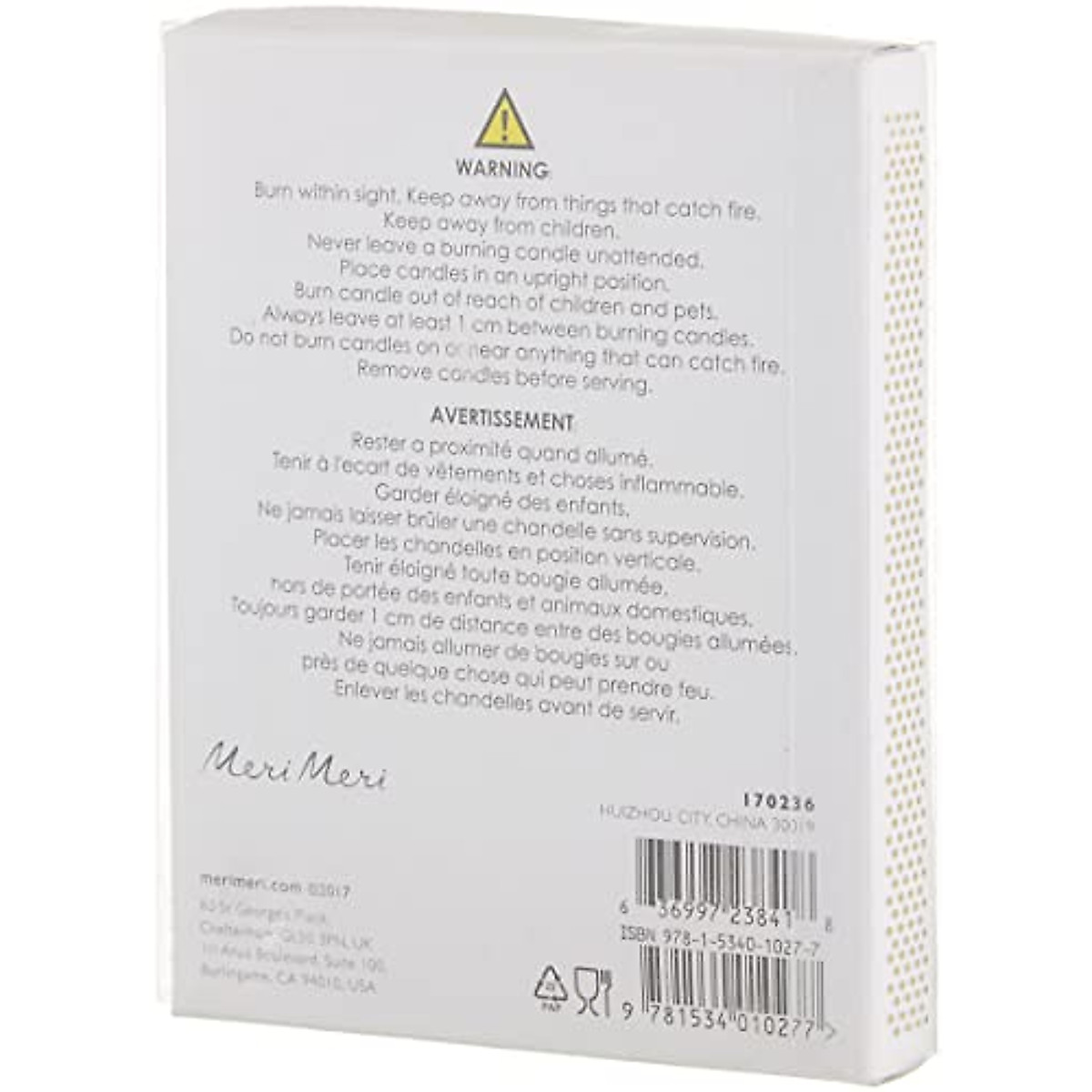 Meri Meri Unicorn Glitter Candle (Pack of 1)