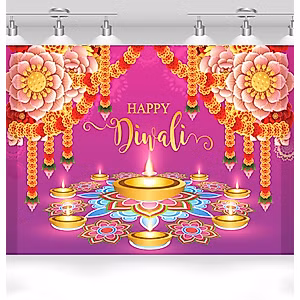 Diwali Backdrop Decorations for Home Large Happy Diwali Banner Diwali Backdrops for Wall Happy Diwali Backdrop for Indian Festival of Lights Party Decorations Background Decor