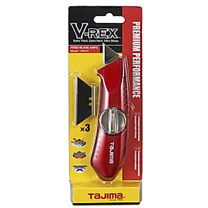 TAJIMA Utility Knife - VR-Series Box Cutter with Fixed Blade & 3 V-REX Blades - VR-101R