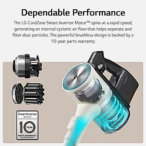 LG CordZero Cordless Vacuum Cleaner with Auto Empty, Lightweight Stick Vac for Carpet and Hard Floors, 120 Min Run Time, 10-Year Motor Warranty, Power Mop, Sand Beige