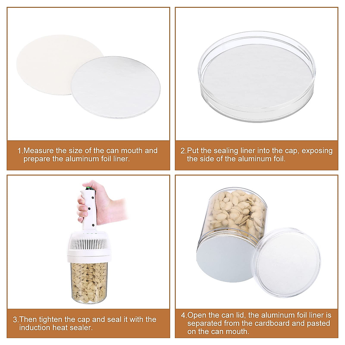 PATIKIL 38mm/1.5" Aluminum Foil Cap Liner, 150 Pack Resistant Tamper Induction Heat Sealer Sealing Liners for PE Plastic Bottle Jar Lid