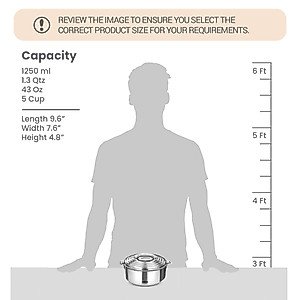 Milton Casserole for hot food, insulated stainless steel hot pot with lid, 40 oz (1200 ml) 1.26 qt, Serving box (bowl, dish) for food and roti Galaxia 1000 Food Warmer Cooler, Silver