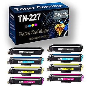 Kolasels Remanufactured Toner Cartridge Replacement for TN227 TN-227BK TN-227C TN-227Y TN-227M for HL-L3210CW HL-L3230CDW HL-L3270CDW Printer (8-Pack, 2BK+2C+2Y+2M)
