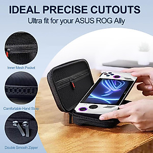 T Tersely Carry Case Compatible with ASUS ROG Ally, Protective Hard Portable Travel Case Cover Shell Pouch with Pockets for Accessories and Games