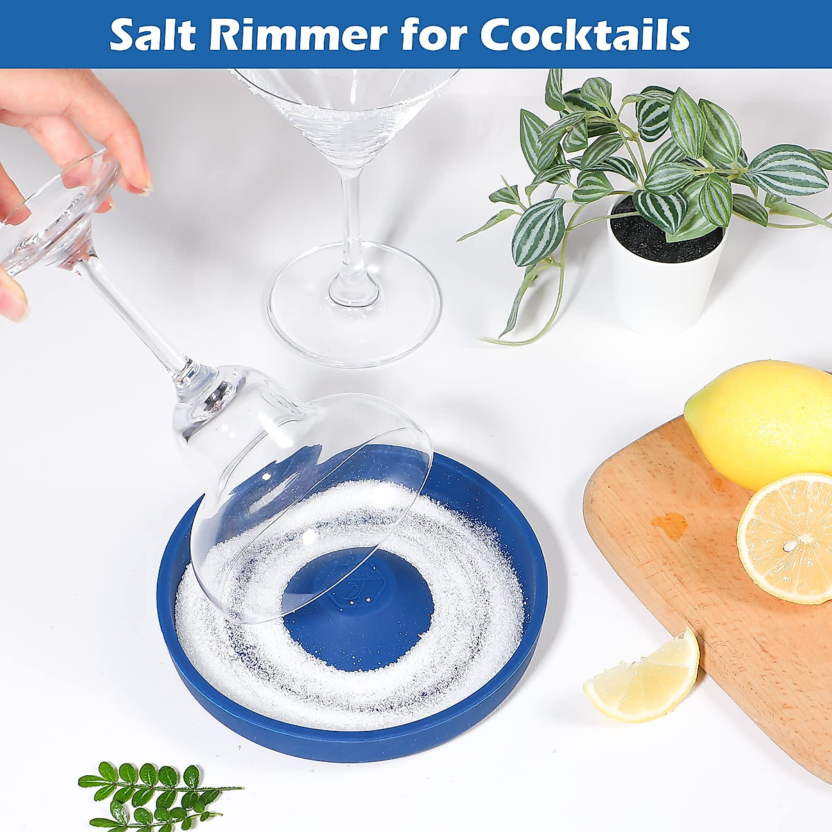 Kamehame Salt Rimmer for Cocktails, Silicone Margarita Salt Rimmer, Glass Rimmer, Bar Salt and Sugar Rimmer For Wide Glasses up to 5.5 Inches, Blue