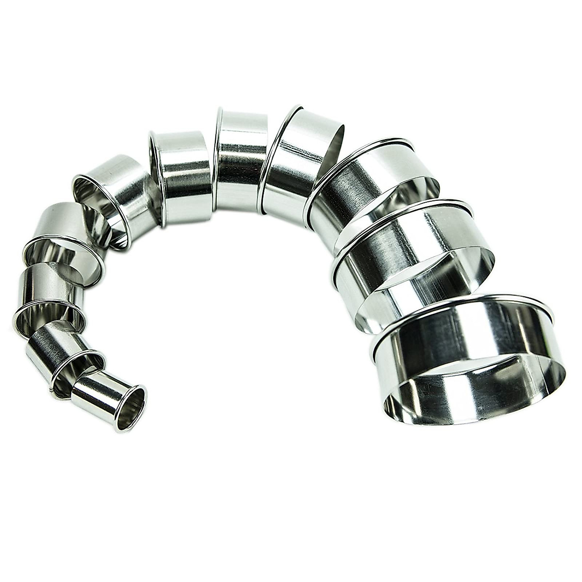 HUJI Round Pastry Dough Cutter Set For Baking Cookies Biscuits Donuts Scones Heavy Duty (1 Pack, Set of 11 Round Cutters)