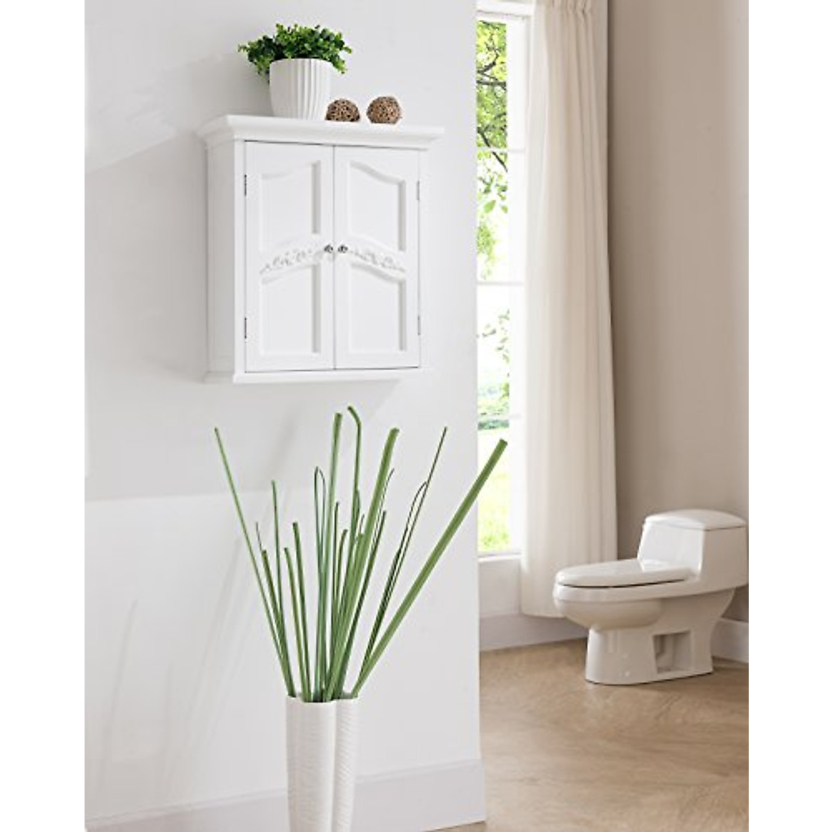 Teamson Home Versailles Removable Wooden Wall Cabinet with 2 Shelves, White