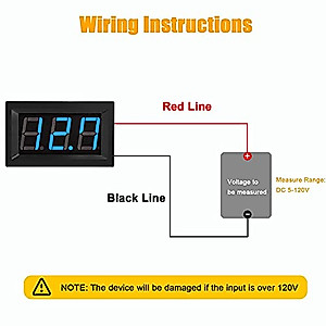 5 Pack DC 5~120V Digital Mini Voltmeter Tester Voltage Gauge, SUNJOYCO 0.56" LED Display Panel Motorcycle Battery Monitor, 2 Wire Calibratable DC Volt Meter, Blue