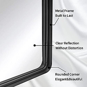 G-LEAF Bathroom Mirror for Wall, 30" X 40" Rectangular Wall Mirror, Black Metal Framed with Rounded Corner, Hangs Horizontal Or Vertical
