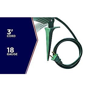 Woods 0434 434 60W 200 Lumen Stake Light, 5 LEDs, Green with 2 Extra Lenses, 1-Pack