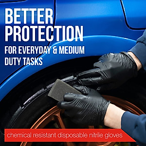 EQPT Disposable Nitrile Gloves, Powder Free, Black, Box of 100, Commercial Grade, Food Safe (Large/X-Large)