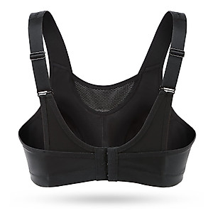 Wingslove Women's Full Coverage High Impact Wirefree Workout Non Padded Sports Bra Bounce Control (Black,36DDD)