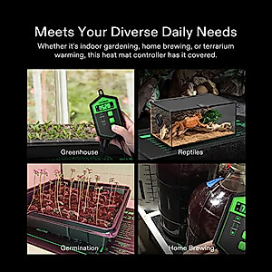 VIVOSUN 10"x20.75" Seedling Heat Mat and Digital Thermostat Combo Set MET Standard
