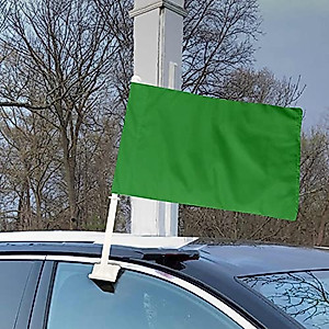 Solid Green Car Window Clip Flag Fade Resistant Vehicle for Patriotic, Sports Events, Parades - Premium - Double Side Printing (Pack of 100)