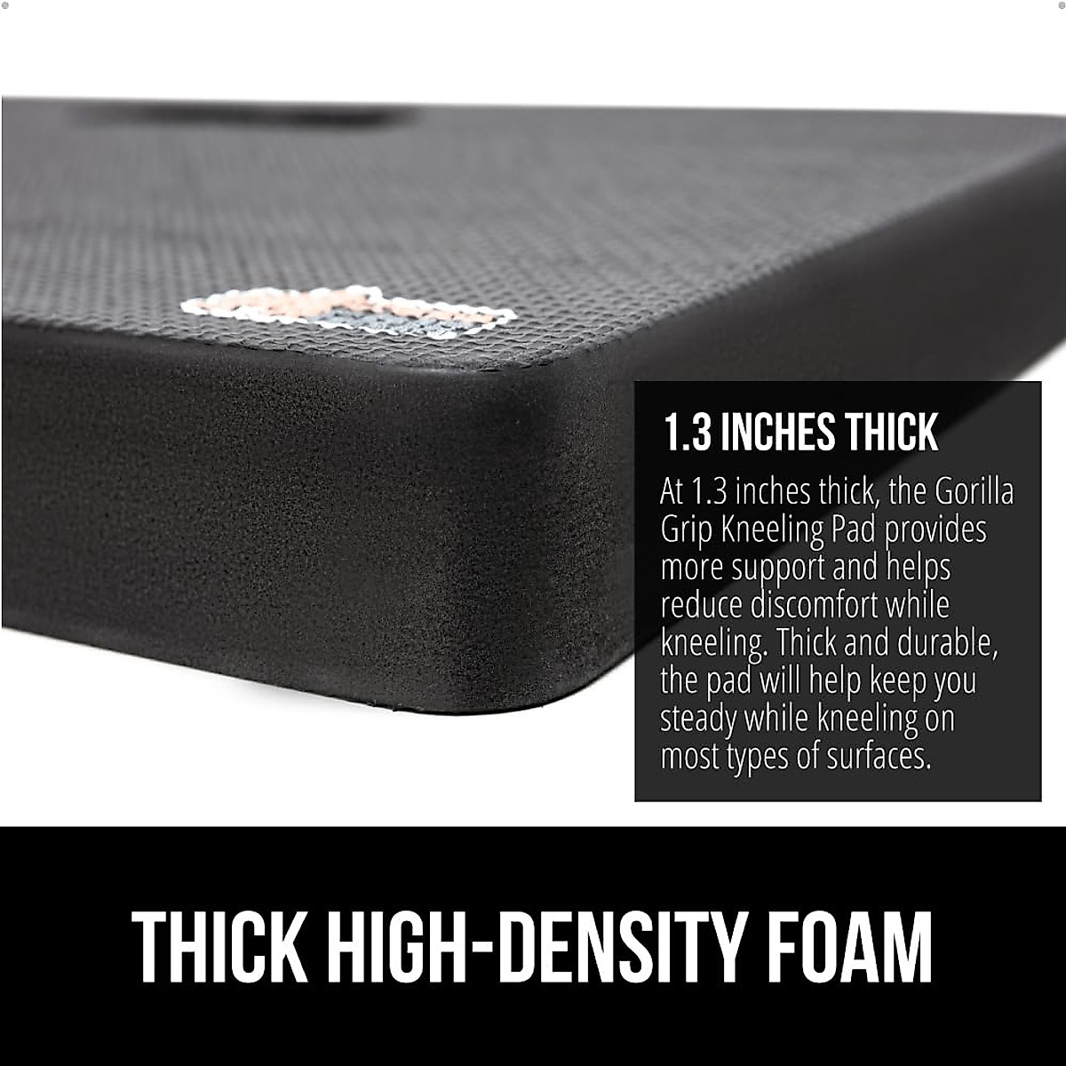 Gorilla Grip Extra Thick Water Resistant Comfortable Kneeling Pad, Provide Support for Knees, Durable Foam Cushion Knee Mat, For Gardening, Yoga, Mechanics, Baby Bath Time, 17.5 x 11 x 1.5, Black