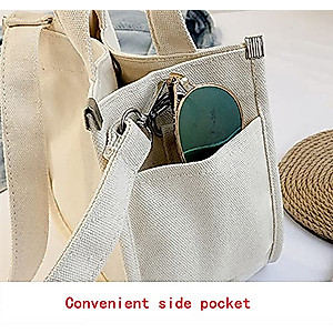 Small Canvas Crossbody Bag Cell Phone Pouch Coin Purse Top Handle Tote Bag Cute Shoulder Bag for Women Teen Girls (Blue)
