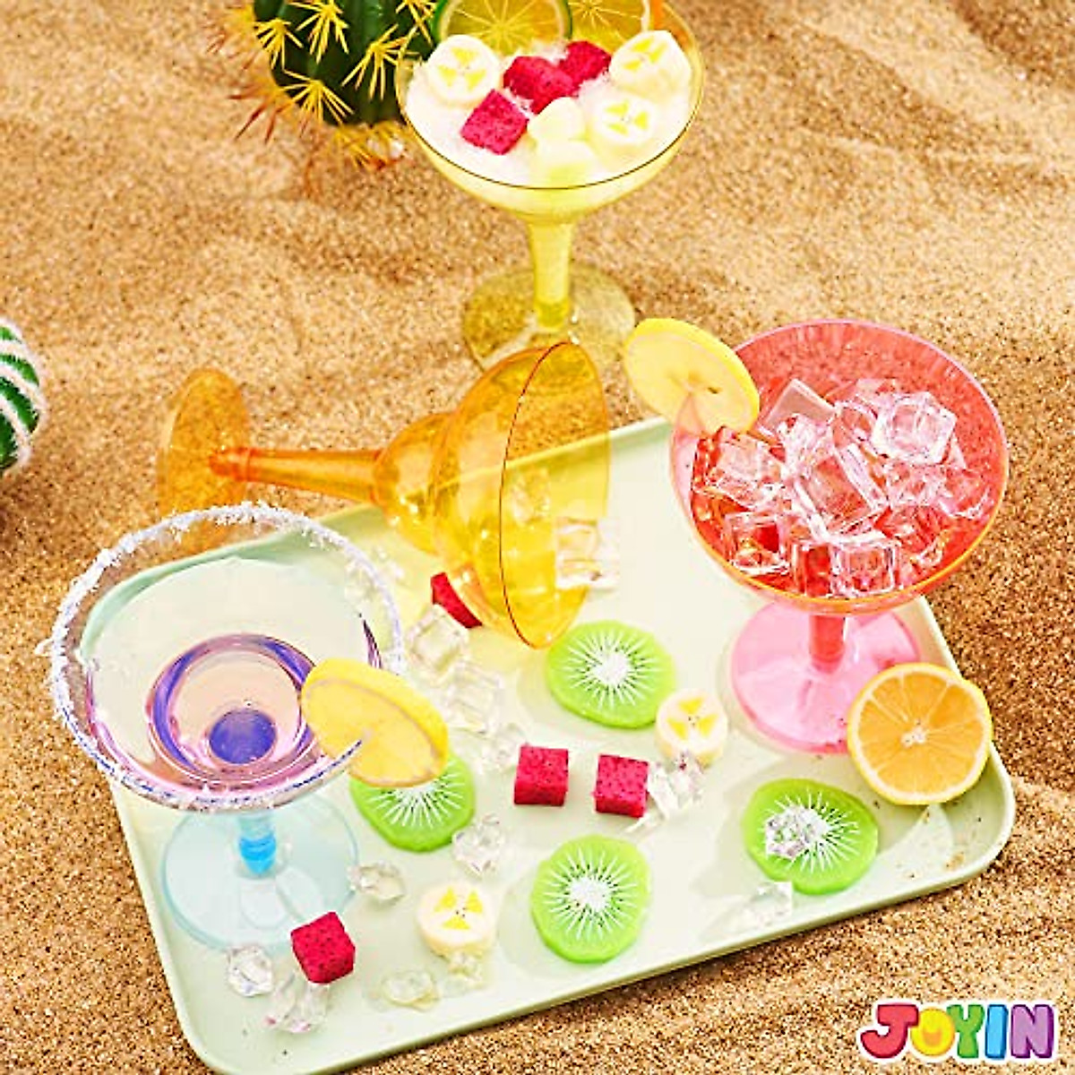 JOYIN 36 Packs Plastic Margarita Glasses Cups 12 oz Disposable Cinco De Mayo Fiesta Party Decoration for Fun Taco Party Supplies, Neon Cocktail Cups, Mexican Theme for Carnivals