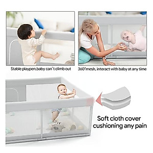 Fodoss Baby Playpen, Playpen for Babies & Toddlers, 47x47 Small Baby Play Pen,Toddler Playpen for Apartment,Play Yard for Baby,Baby Activity Play Fence, Extra Large Baby Playard, 47x47 Light Grey