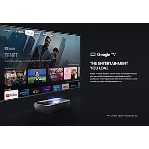 Hisense 100L9H Laser TV Trichroma Ultra Short Throw Projector with 100" ALR High Gain Screen, 4K UHD, 3000 ANSI Lumens, Dolby Vision & Atmos, HDR10, Google TV, Netflix