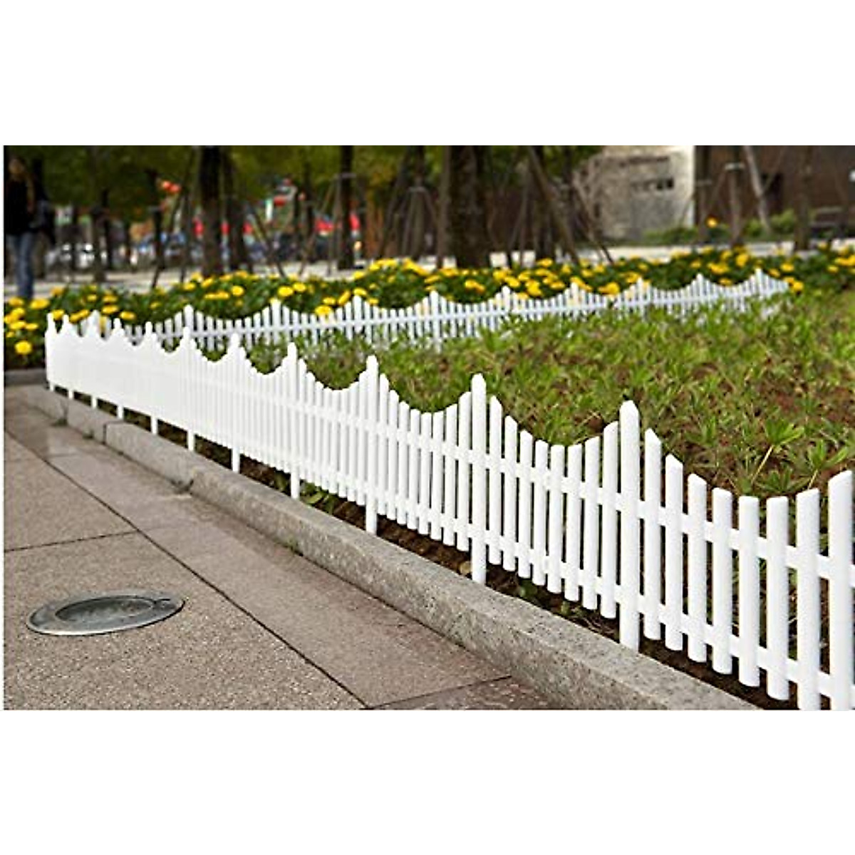 Jumbl Decorative 8 Piece White Picket Garden Fence Border