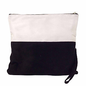 Soft Faux Suede Colorblock Wristlet,Ivory Large