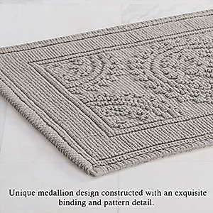 Jean Pierre New York Cotton StoneWash Medallion 17x24/20x32 in. 2-Piece Bath Rug Set, Taupe Gray