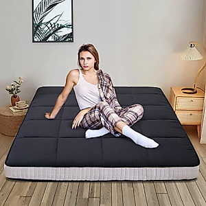 DoCred Full Size Futon Mattress, Extra Thick Foldable Japanese Floor Mattress Memory Foam Sleeping Pad for Adults - Roll Up Mattress Tatami Mat Folding Sleeping Pad Breathable Floor Lounger Guest Bed
