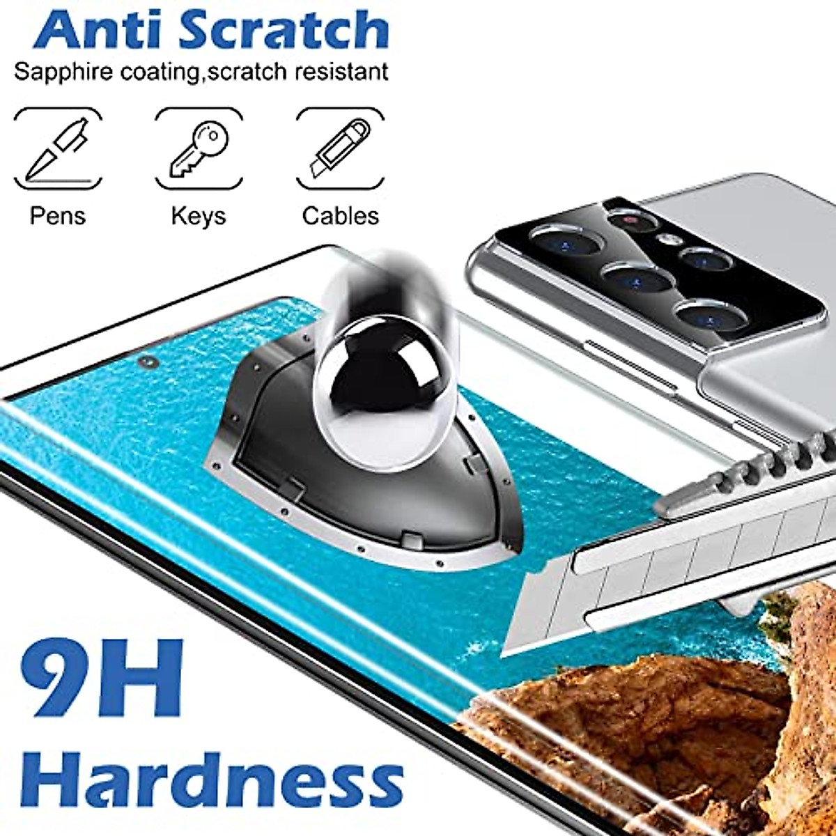 [2+2 Pack]Galaxy S21 Ultra Screen Protector, 9H Tempered, Ultrasonic Fingerprint Support, Samsung Galaxy S21 Ultra 5G Glass Screen Protector