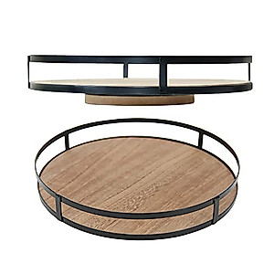 12" Wood Lazy Susan,Wooden Lazy Susan Organizer Display Stand,Turntable 360 Degrees Rotating Table Decor,Round Lazy Susan for Countertop Cabinet or Dining Table,Farmhouse Table Decor.(Brown)