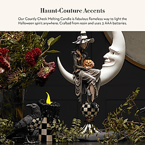 MACKENZIE-CHILDS Melting Candle, Flameless Battery-Operated Candle, Halloween Home Decor, Black-and-White Courtly Check