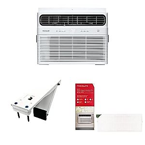 Bundle of Frigidaire FHWW104WD1 Window Air Conditioner, 10000 BTU, White + Support Bracket + RAC-9 Premium Air Filter