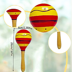 Darovly 6Pcs Fiesta Wooden Maracas(Random Color) + 2Pcs DIY Wood Maracas Unfinished Hand Painted Maracas for Painting Craft Mexican Fiesta Cinco De Mayo Party Carnival or Gifts(7.87Inch/20CM)