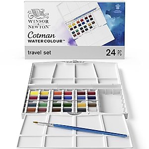 Winsor & Newton Cotman Watercolor Paint Set, Studio Set, 24 Half Pans