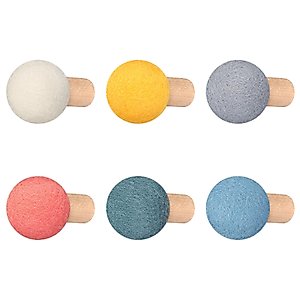 Memorywuu 6 Pcs Wool Round Wall Hook Kids Wall Coat Hooks Kids Coat Rack Wall Mount Wool Wooden Coat Hooks Hat Rack for Home Living Room Nursery Minimalist Wall Decor (Pastel Color)