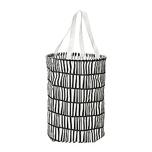 Household Essentials Round Krush Hamper with Handles, Black and White