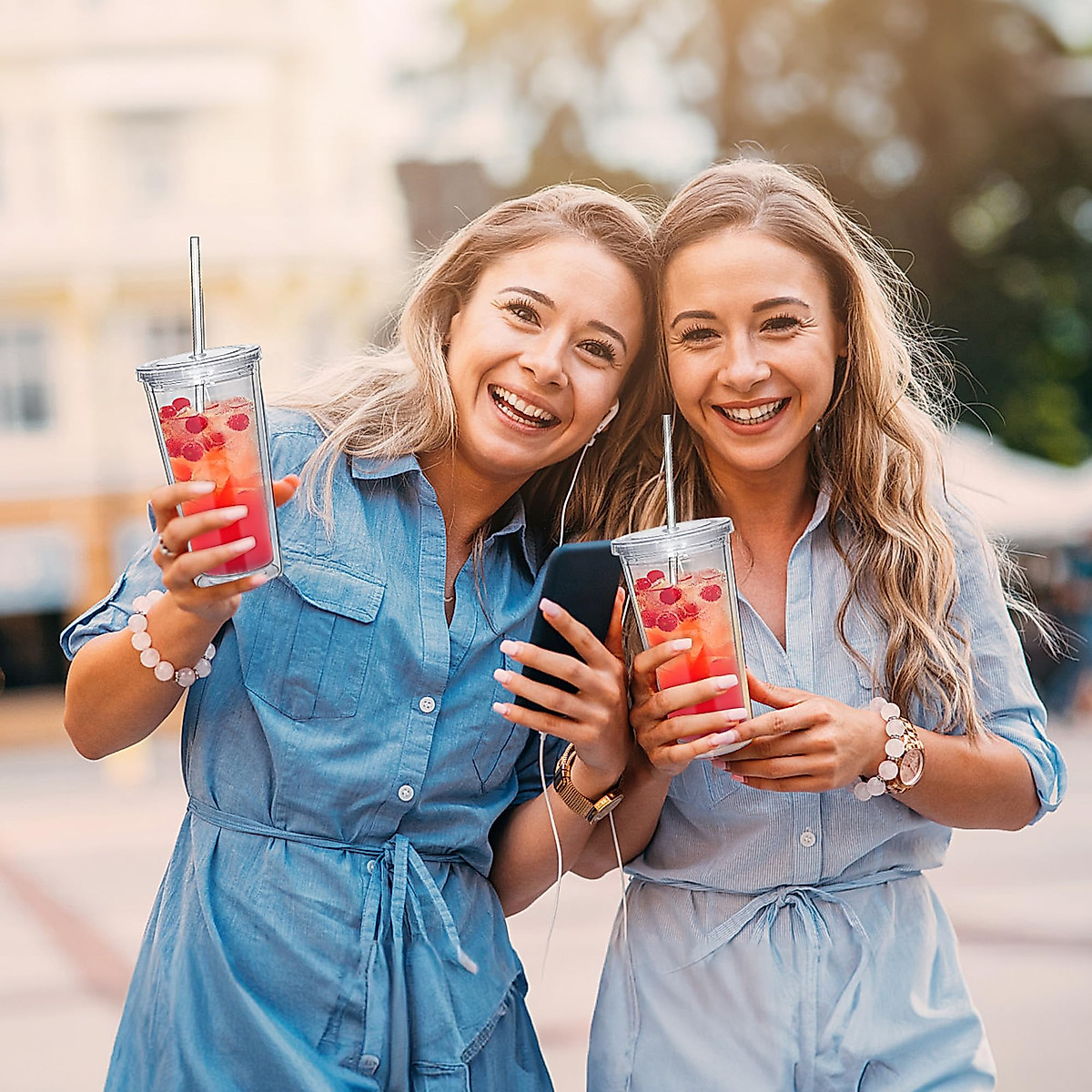 sweet grain Acrylic Tumbler with Lid and Straw 20oz Double Wall Plastic Insulated Tumblers Set of 4, Reusable Large Iced Coffee Tumbler for Snow Globe Glitter DIY