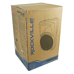 Rockville RPG15BT V2 15" Powered 1000W Speaker Bundle with & RCXMB20B 20' XLR to 1/4'' TRS Cable & (2) Speaker Stands & Rockville RWM1202VH Handheld Microphone & Mackie Mix12FX Compact Mixer (5 Item)