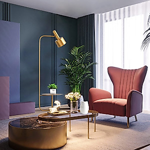 beaysyty Modern Simplicity with Tray Floor Lamp for Office Cafe Den Living Room Bedroom, On/Off Foot Switch and Brass/Gold Finish