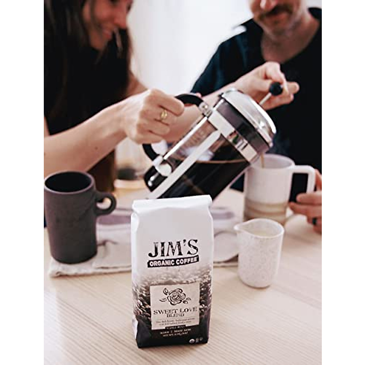 Jim’s Organic Coffee – Sweet Love Blend – Whole Bean, Dark Roast, Bold 11 oz Bag
