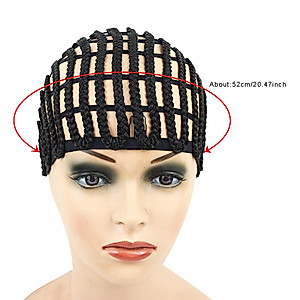 1 Pc Black Braided Wig Cap Crochet Wig Cap Cornrows Cap Adjustable Elastic Band and Hair Clips Weaving Wig Caps for Crochet Braids Wig Making