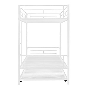 LostCat Twin Over Twin Bunk Bed with Trundle,Heavy Duty Twin Size Bunk Beds Frame with Safety Guardrails and ladders for Kids/Teen/Adults,No Box Spring Needed,White