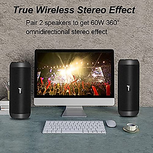 Bluetooth Speakers, 30W Portable Speaker Loud Stereo Sound, Rich Bass IP67 Waterproof, 30+ Hour Playtime, Built-in Mic, Wireless Speaker with TF, AUX, FM for Shower, Pool, Party, Travel, Outdoors