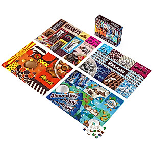 TOYS_AND_GAMES Hershey's, 4 Puzzle Multipack, 500 Pieces Combine to Form Mega Puzzle: Reese’s, Hershey’s Kisses, Almond Joy, for Kids and Adults