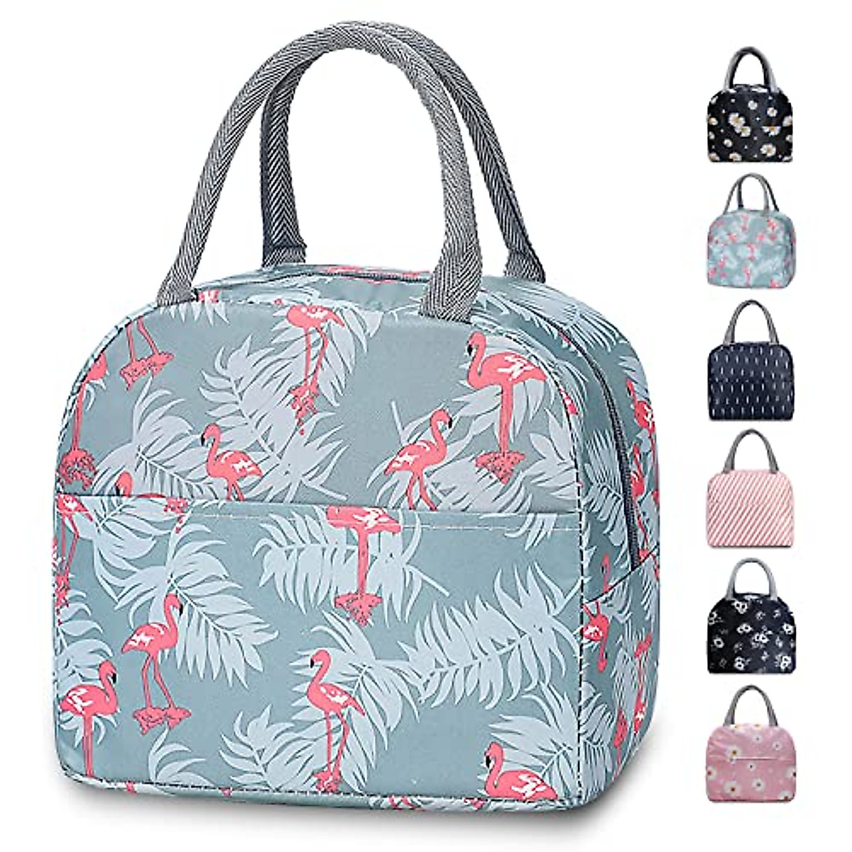 TELLUMO Lunch bag, Insulated Lunch Bag for Women Men Small Lunch Box Container Reusable Leakproof Tote for Office, Work, School, Beach or Travel (Flamingo)