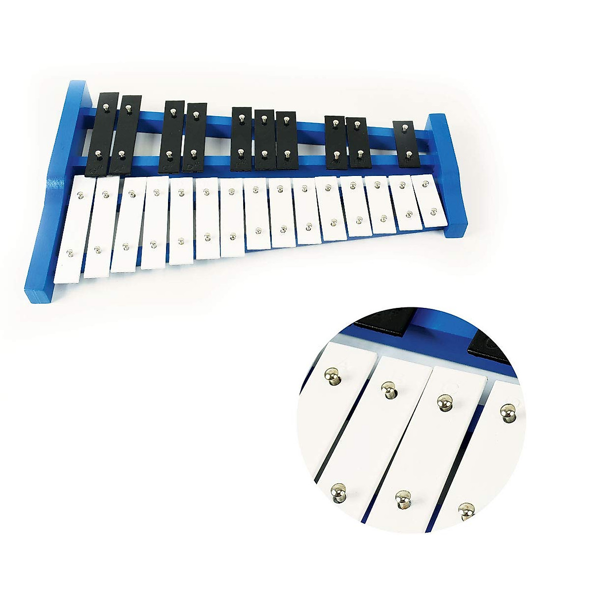 Professional Blue Wooden Soprano Glockenspiel Xylophone with 25 Metal Keys - Musical Instrument for Adults & Kids - Includes 2 Plastic Beaters/Mallets