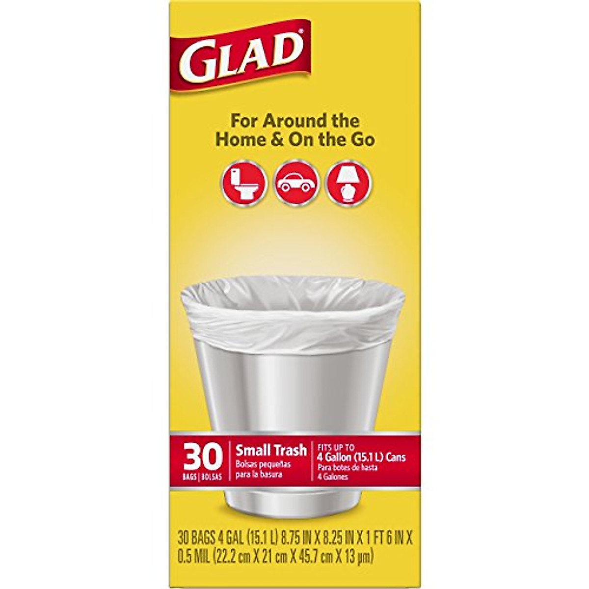 Glad Small Trash Bags - 4 Gallon White Trash Bag - 30 Count