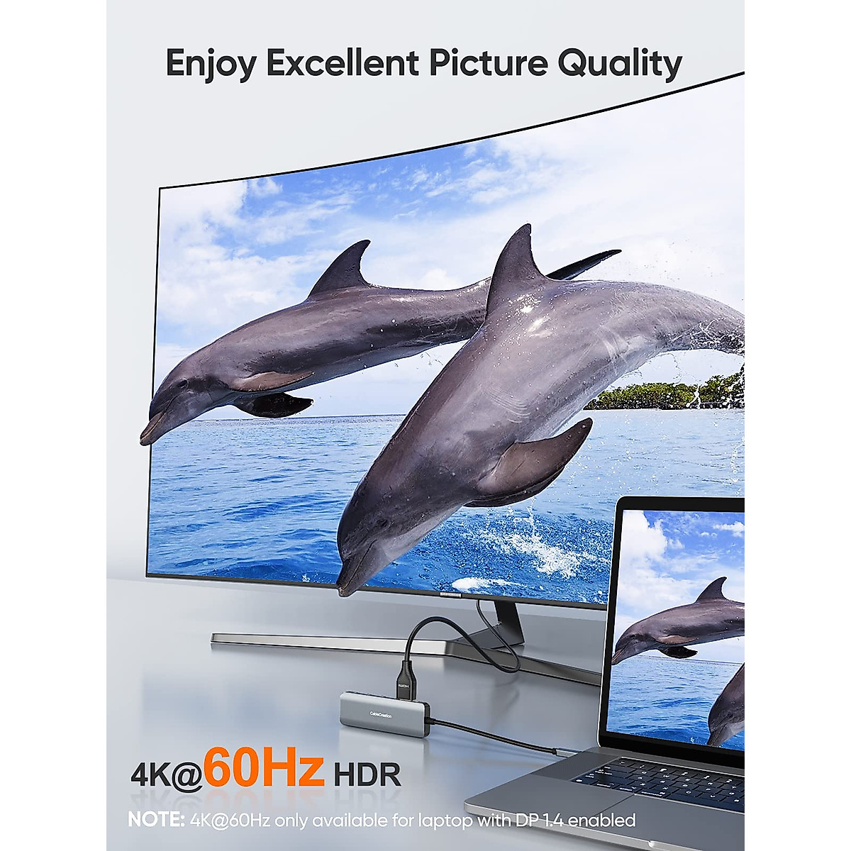 CableCreation USB-C Hub 4K 60Hz, 5-in-1 USB C Multiport Adapter with HDMI and 3 USB 3.0 Ports, 100W Power Delivery, Compatible with MacBook Pro, MacBook Air, Mac Mini, iPad Pro, Surface Pro, XPS