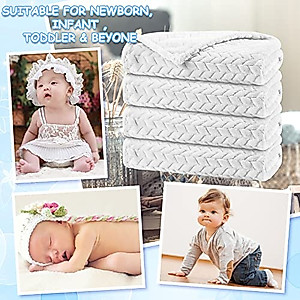 8 Pcs Baby Blanket Cozy Throw Blankets Fuzzy Baby Fleece Blankets Fluffy Warm Baby Crib Blanket for Unisex Newborn Infant Toddler Stroller Nursery Soft Receiving Swaddling Blankets, 24 x 32'' (White)
