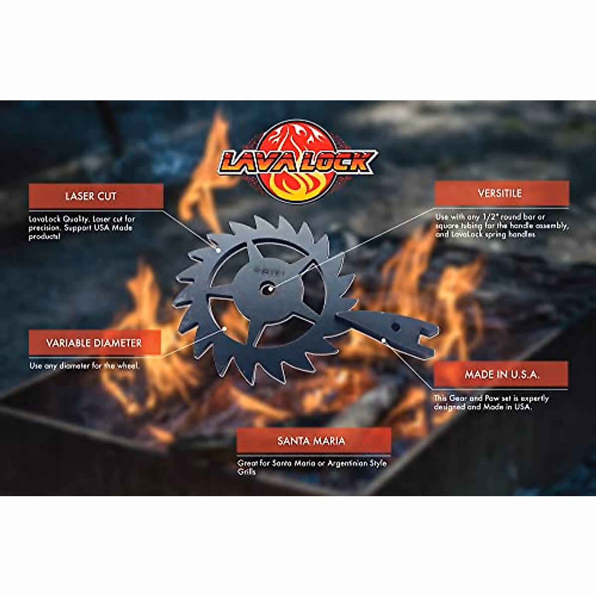 LavaLock® Ratchet & Paw Gear for Santa Maria Grill